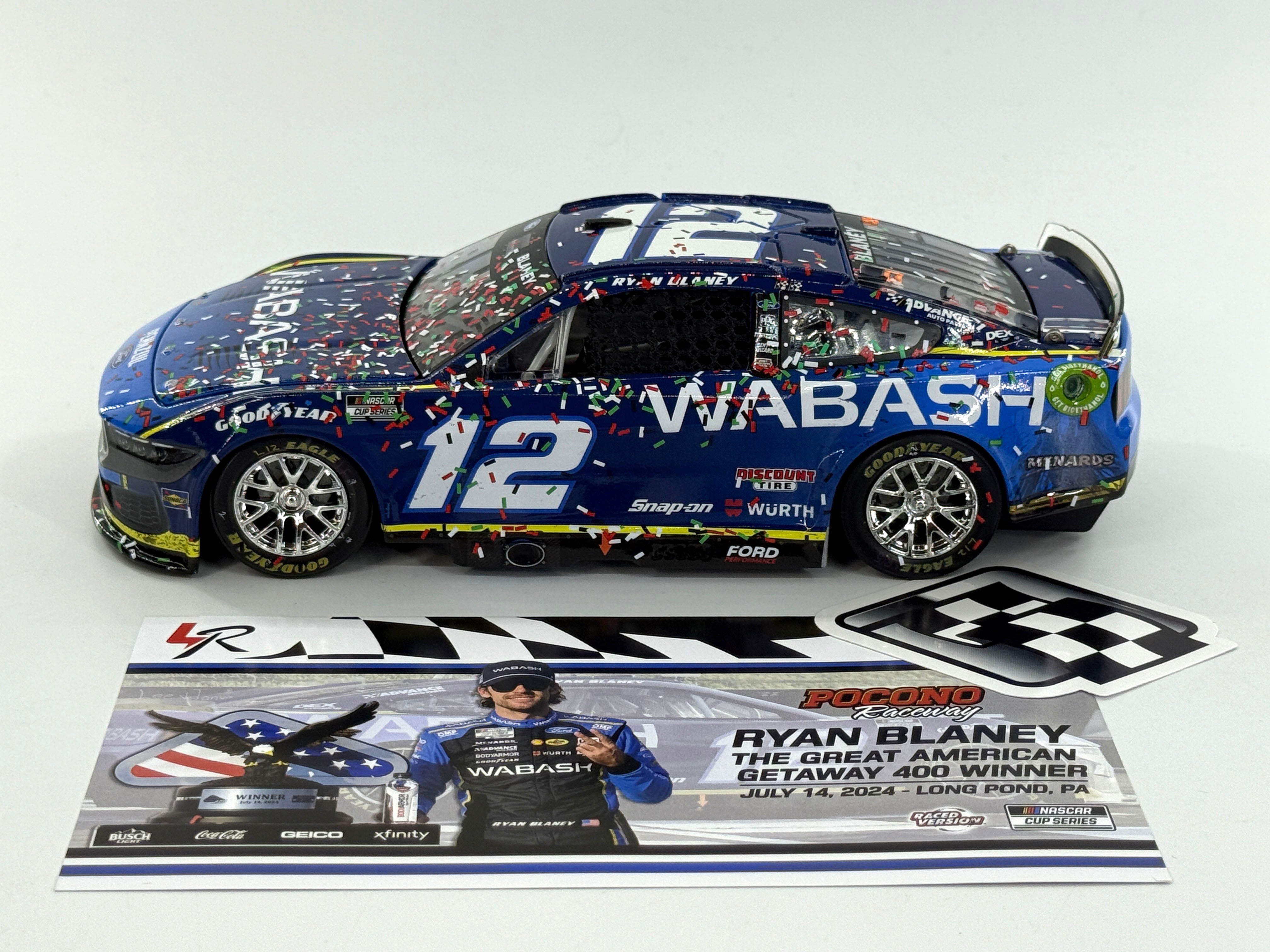 Ryan Blaney 2024 Wabash Pocono 7/14 Race Win 1:24 Elite Nascar Diecast ...